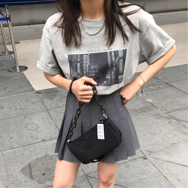 shezero gray anti -walking light skirt summer black college wind high waist thin pleated pleated ...
