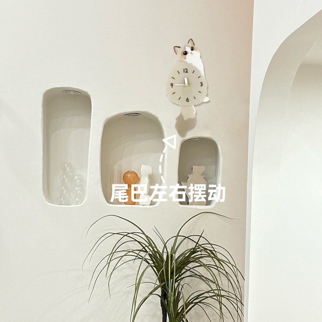 Original Ragdoll Cat Wall Clock Kitten Wall Clock with Swingable Tail ...