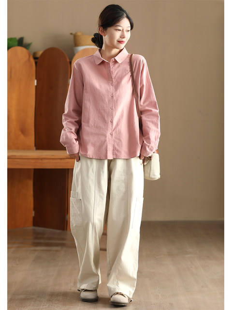 Yuanyuan Meiyi Garment Fur 100% Cotton Solid Color Shirt Women's Spring ...