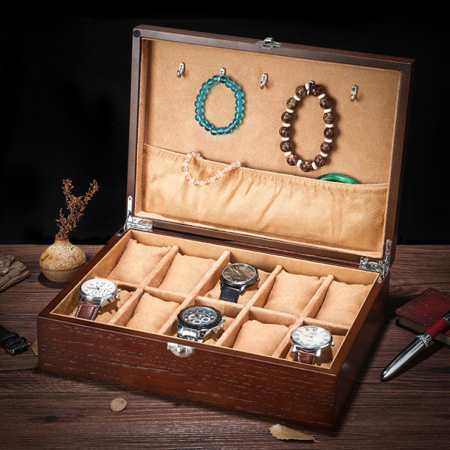 Elegant retro wood glass sunroof watch box 10 grid -installed hand ...