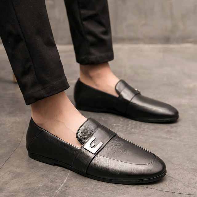 Korean style small leather shoes for men, genuine leather, breathable ...