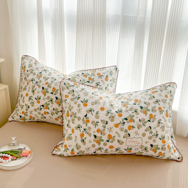 Cartoon lace pure cotton pillowcases pair of pure cotton simple and ...