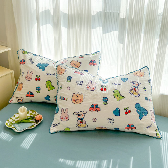 Cartoon lace pure cotton pillowcases pair of cotton simple and cute ...