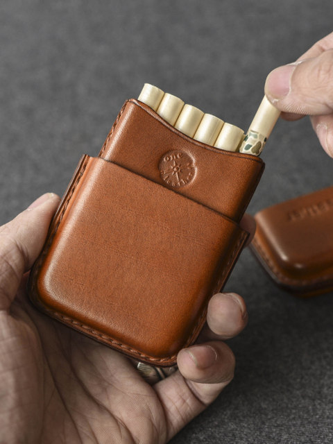 One Leather classic retro cigarette box portable male ultra -thin 11 ...