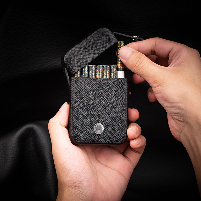 Oneleather cigarette case men's portable cowhide 20-pack high-grade ...