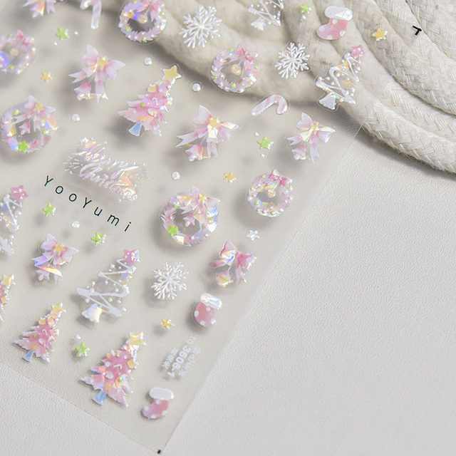 Shell light pink Christmas manicure stickers tomoni adhesive back ...