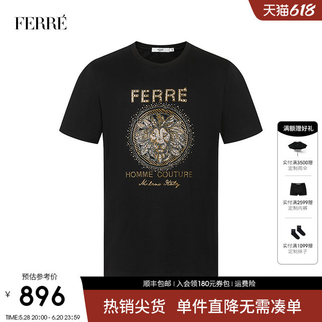 Ferre Ferre men's fashion hot diamond short-sleeved T-shirt men's ...