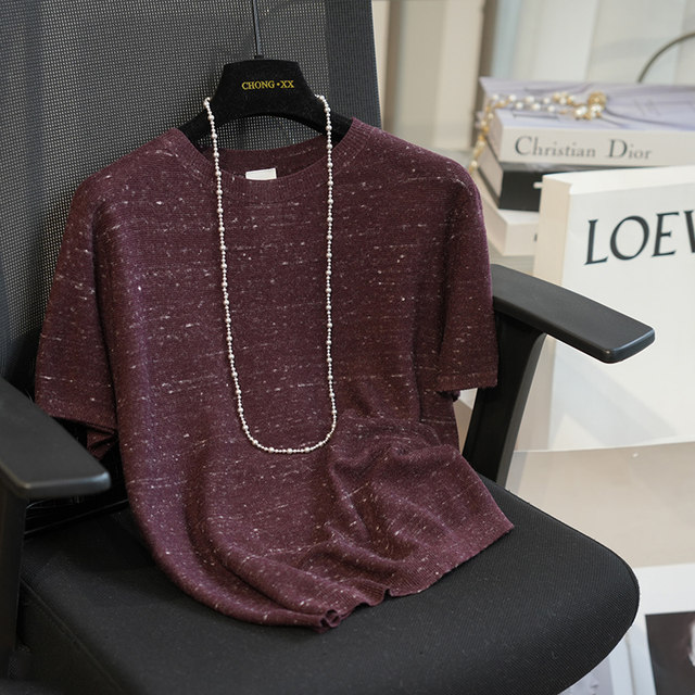 Small insects, light and thin! Wool linen round neck short-sleeved ...