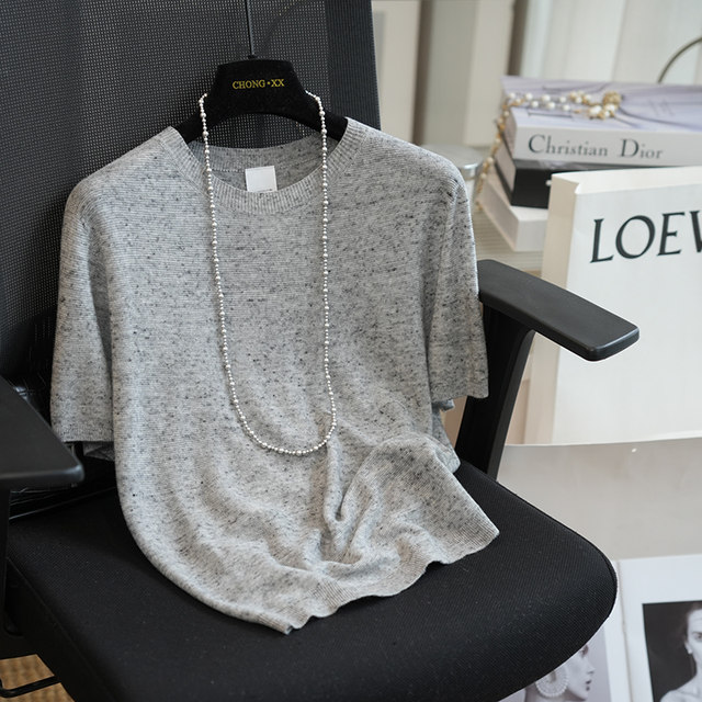 Small insects, light and thin! Wool linen round neck short-sleeved ...