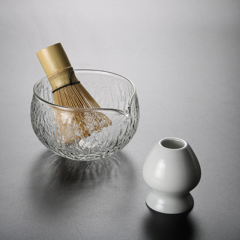 Japanisches Glas Matcha Teeset - Gehämmert Textur - Hitzebeständig
