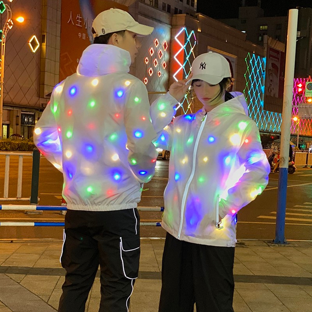 Clothes that glow at night for men and women led colorful jackets ...