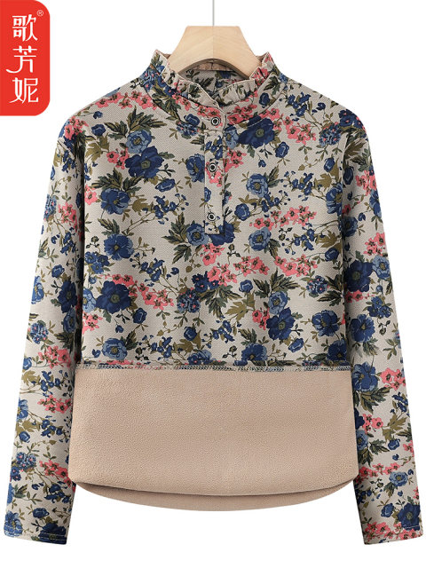 Middle -aged mother plus velvet thickened bottom shirt 2025 winter ...