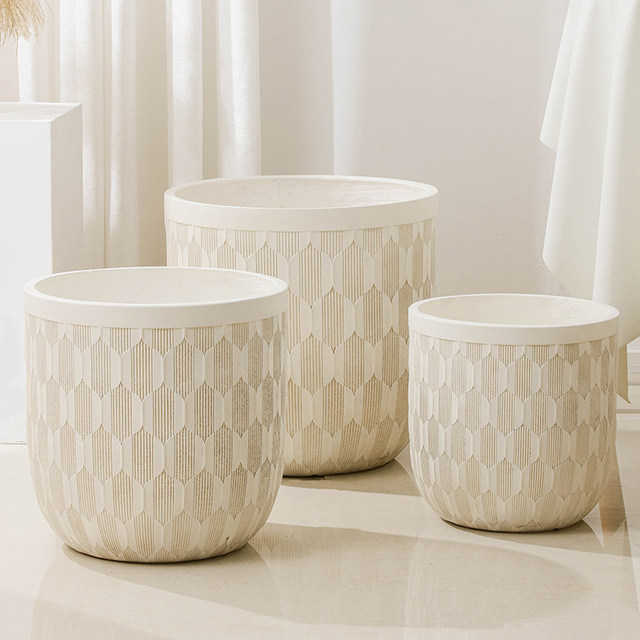 Light Luxury and High-End Embossed Magnesium Clay Flower Pot, Large ...
