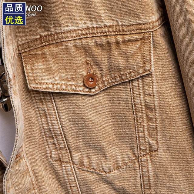 Seiko embroidered denim jacket men's high -end sensor water washing ...