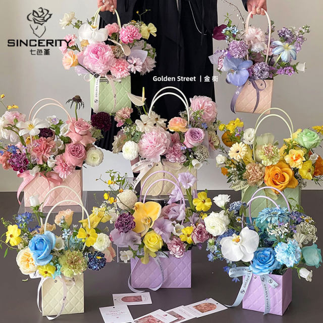 Pansy new flower flower tote bag Maca bag flower arrangement bag paper bag floral bouquet flower ...
