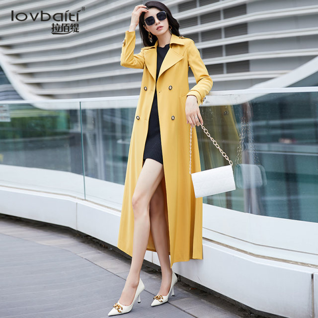 Yellow drapey windbreaker for women 2024 new spring and autumn ...