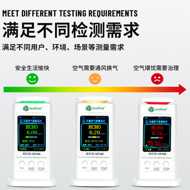 Lai Mo Ecofive home formaldehyde detector CO2 benzene tvoc temperature ...