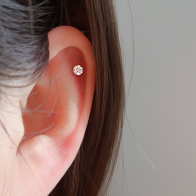 Super shiny round micro-embedded ear bone nails for women, sterling ...