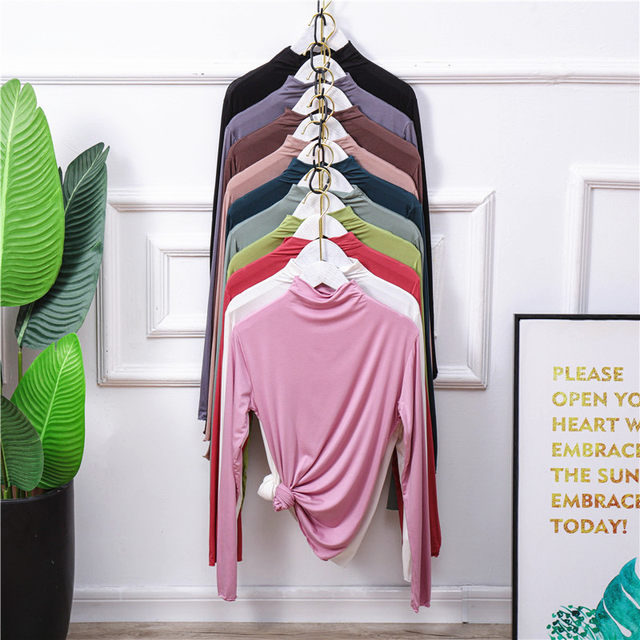 Modal inner long-sleeved T-shirt women's half turtleneck bottoming ...