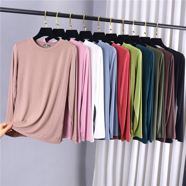 Spring and Autumn Modal Bottoming Shirt Women's Large Size Long Sleeve ...