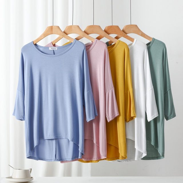 Xia Pan Modal Loose Seven -point Sleeve T -shirt Women's Circular Neck ...