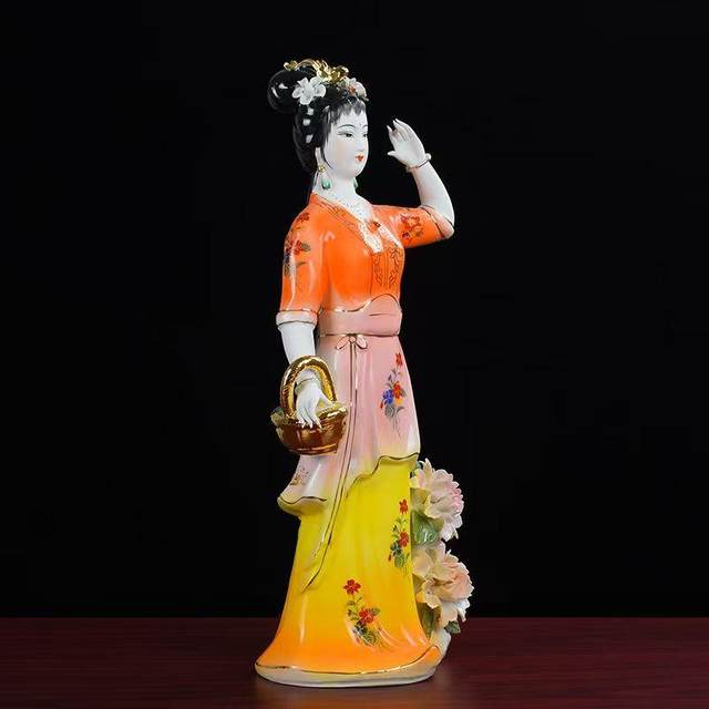 Ceramic Seven Fairies Statue Hundred Flowers Peony Fairy Home Buddhist ...