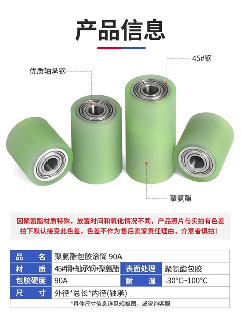 FA polyurethane coated roller 90A unpowered double bearing wear ...