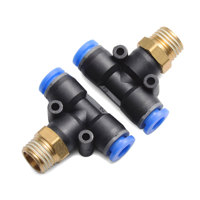 Quick connector PB tee T-type pneumatic trachea external thread right angle quick connector 4-01 ...