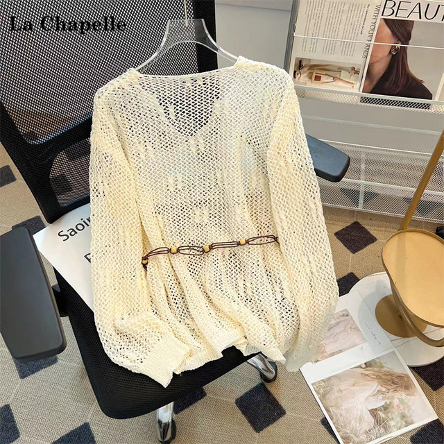 LaChapelle/LaChapelle autumn new v-neck hollow loose sun protection ...