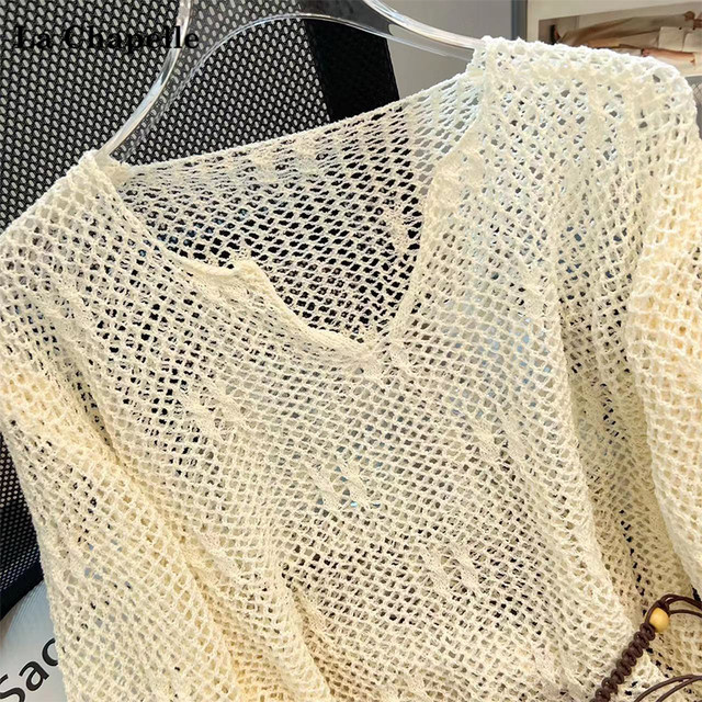 LaChapelle/LaChapelle autumn new v-neck hollow loose sun protection ...