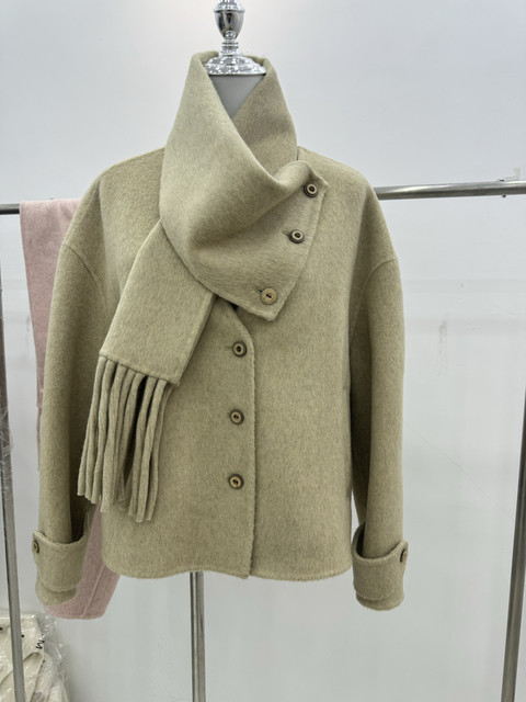 24th autumn and winter new double-sided wool version scarf cloak coat ...