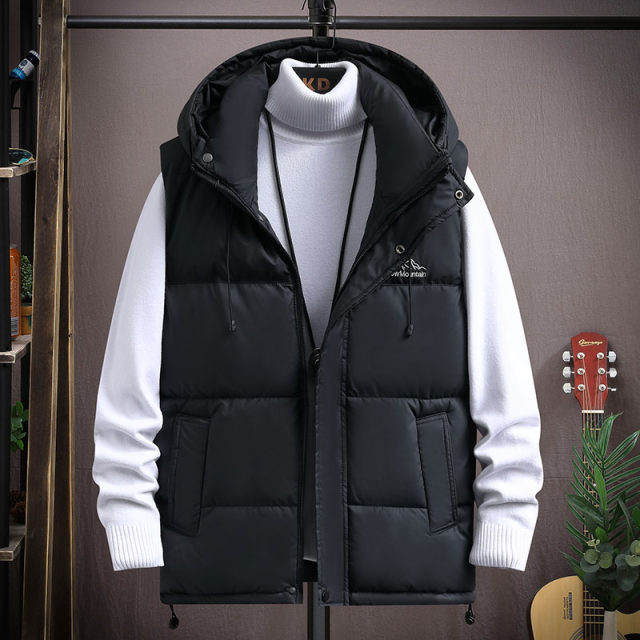 Down cotton vest men's autumn and winter new warm jacket men's thickened cotton coat outer ...