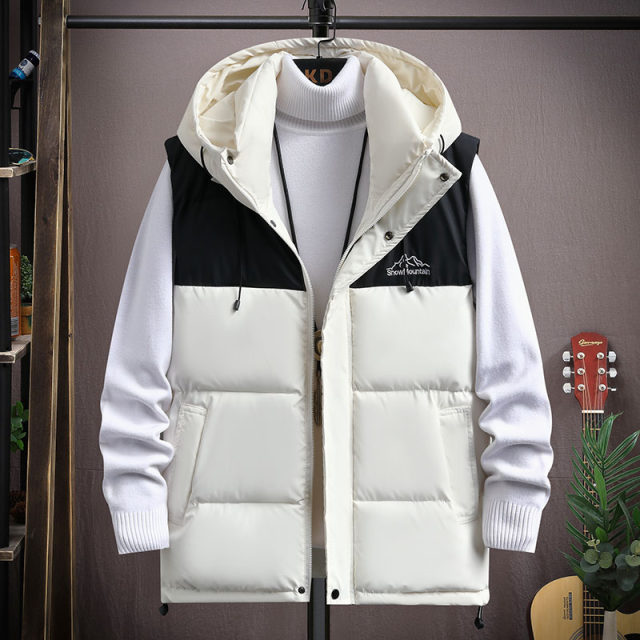 Down cotton vest men's autumn and winter new warm jacket men's thickened cotton coat outer ...