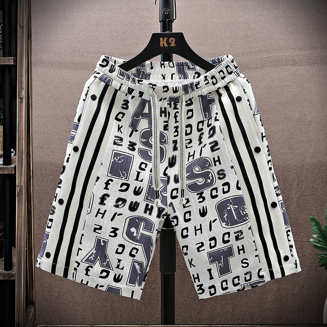 Casual shorts men's summer new tide brand loose and trendy handsome ...