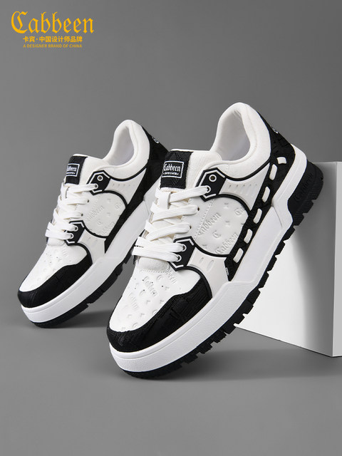Cabbeen/Cabbeen 2025 autumn new panda black and white color matching retro sports and casual ...
