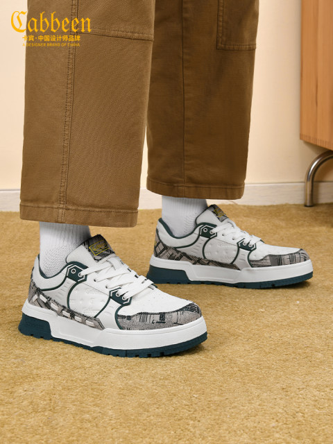 Cabbeen/Cabbeen 2025 autumn new panda black and white color matching retro sports and casual ...