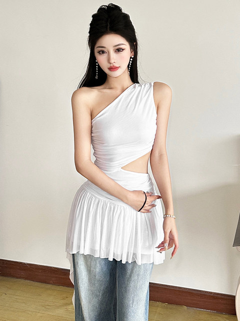 KLIOU pure and cold slanted neck off-shoulder dress for women design ...