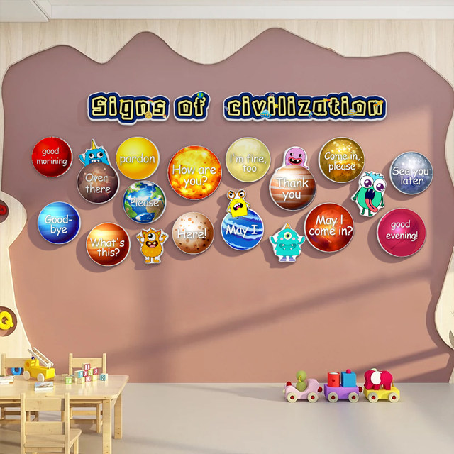 English classroom layout decoration kindergarten environmental ...