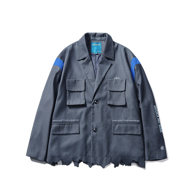 Guuka gray multi -pocket worker suits Liu also the same hip -hop couple ...