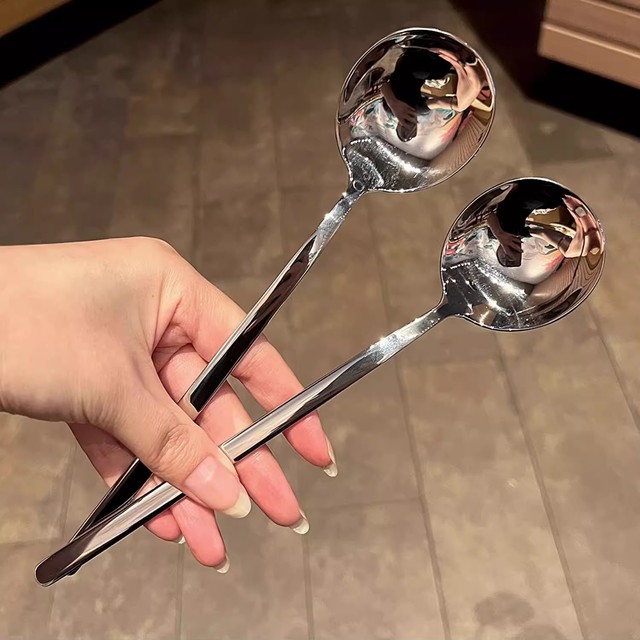 316 food grade stainless steel spoon household Korean style long ...