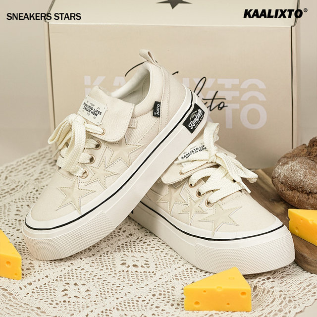 kaalixto cream cheese beige canvas star shoes for men and women new ...