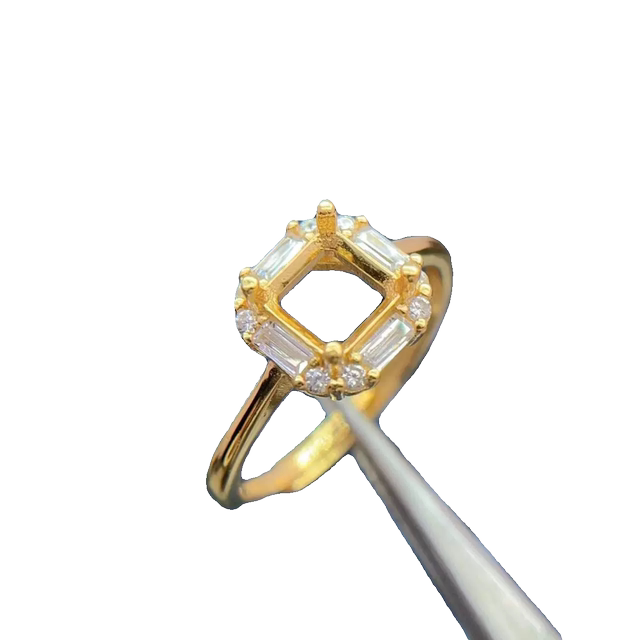 s925 sterling silver ring empty support square 5*5/6*/7*7/8*8mm multi-size ring support ...