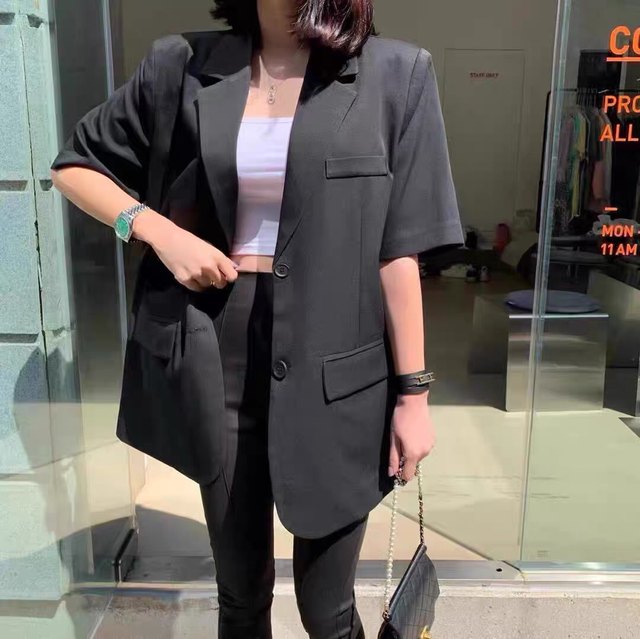 2-button mid-length suit jacket for women summer Korean INS back slit ...