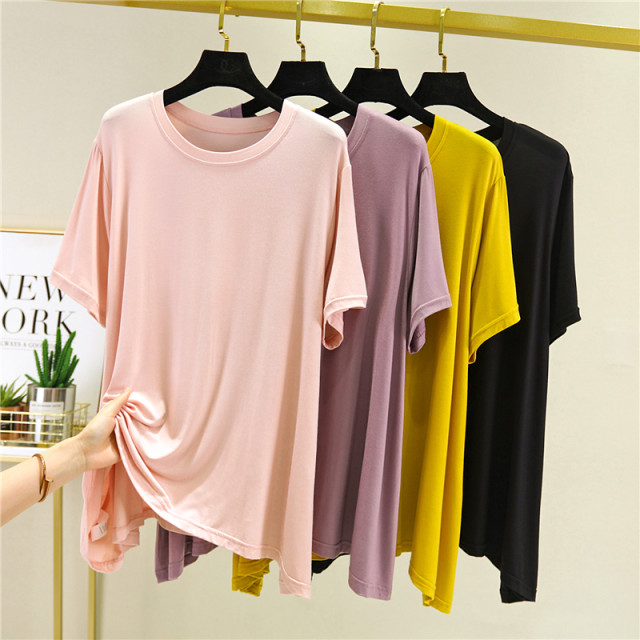 Loose short-sleeved thin round neck modal half-sleeved bottoming shirt ...
