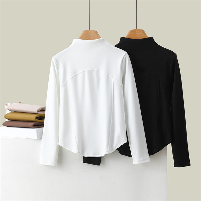 Deye solid color half -high -necked bottom shirt ladies in autumn and ...