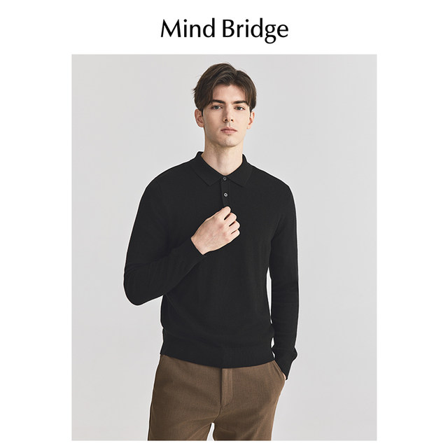 MindBridge Men's Polo Collar Sweater 2024 New Autumn Commuting Cardigan