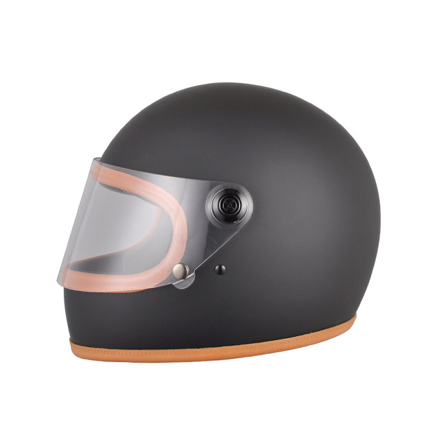 Thompson leather-trimmed retro cruising fiberglass helmet reinforced ...