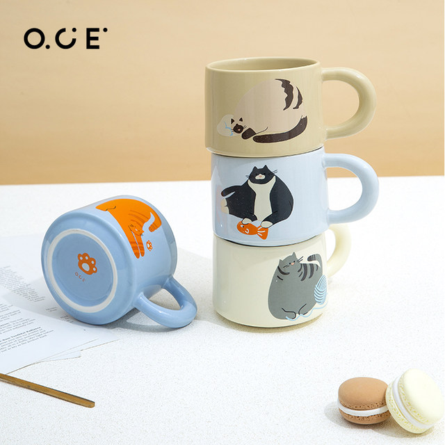 OCE Cartoon Animal Mark Cup Ceramic Cup Office Coffee Cup Couple Cup ...