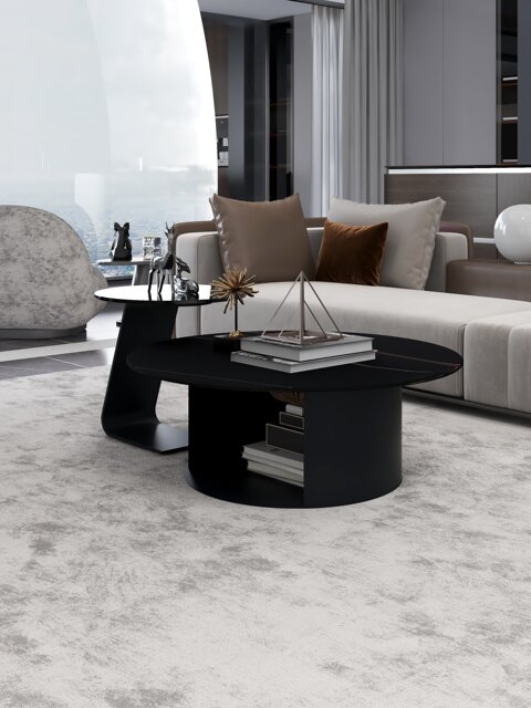 2025 new light luxury high-end Italian minimalist tempered glass round ...