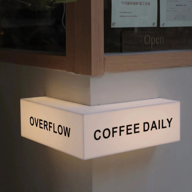 L-shaped corner acrylic light box full-body luminous door sign custom ...